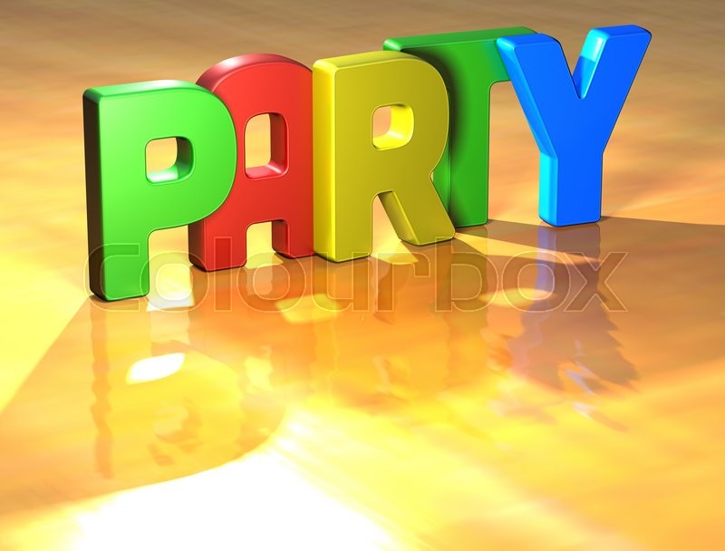 Word Party on yellow background (high ... | Stock image | Colourbox