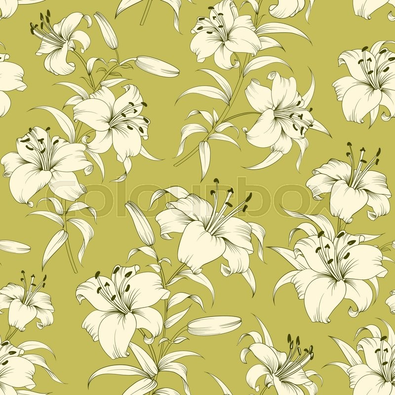 Seamless Pattern of lily flowers. ... | Stock vector | Colourbox