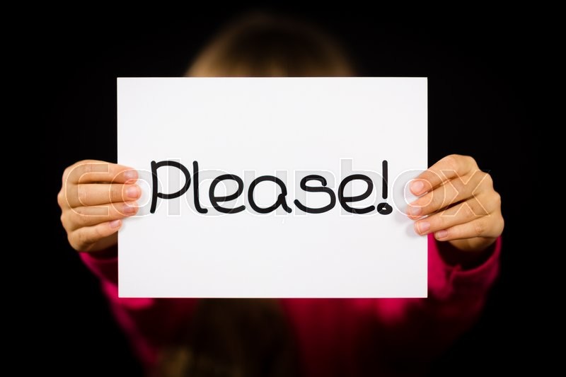 Studio shot of child holding a Please ... | Stock image | Colourbox