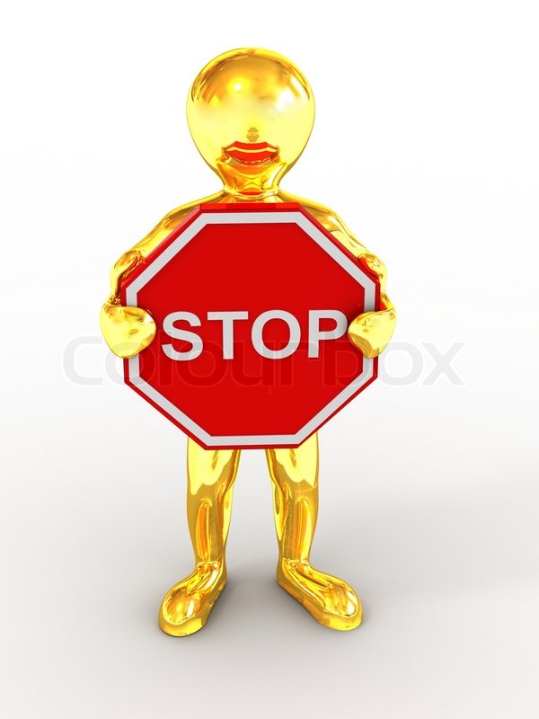 Männer mit Stop-Schild . | Stock Bild | Colourbox