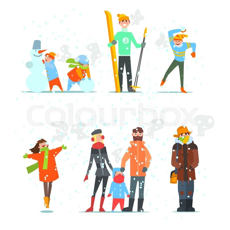 People in Winter and Winter ... | Stock vector | Colourbox