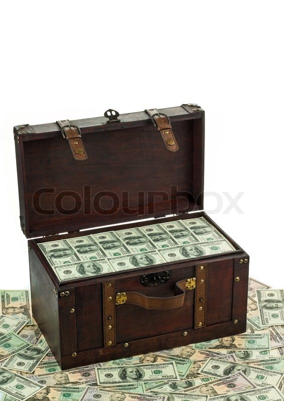A treasure chest with lots of dollar ... | Stock image | Colourbox