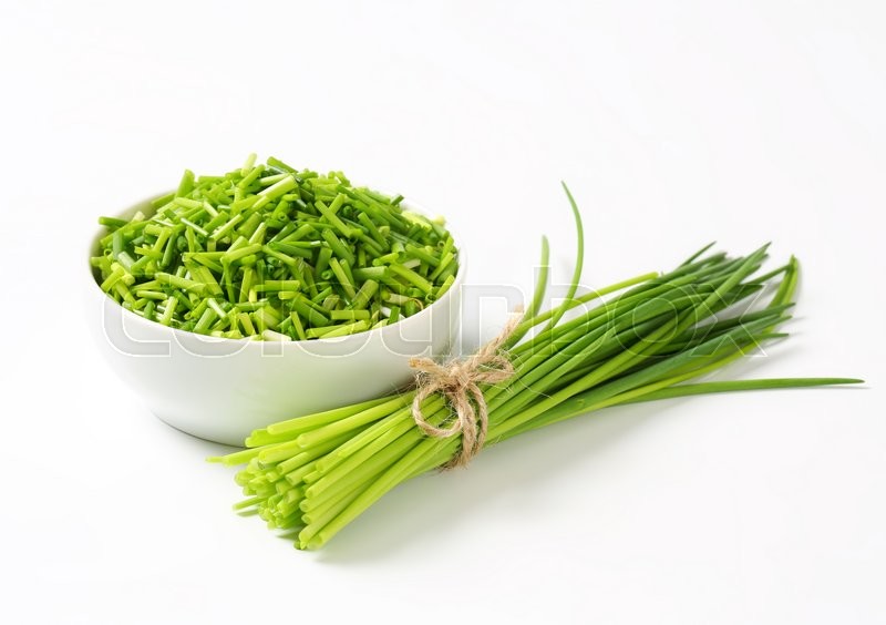 Studio shot of fresh chives - bunch and ... | Stock image | Colourbox