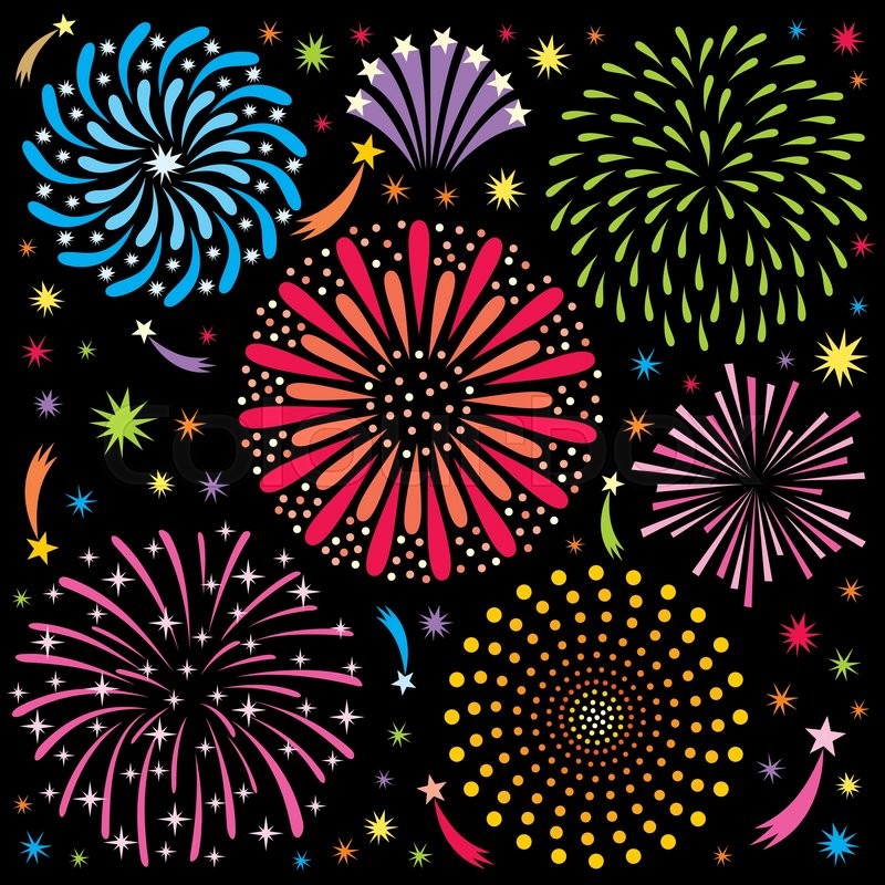 Cartoon fireworks. No transparency and ... | Stock vector | Colourbox