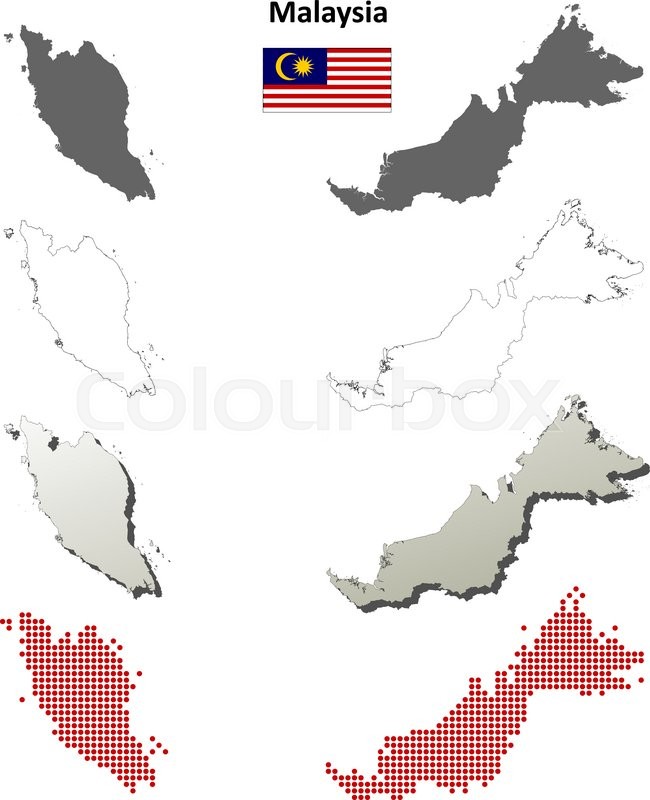 Malaysia blank detailed outline map ... | Stock vector | Colourbox