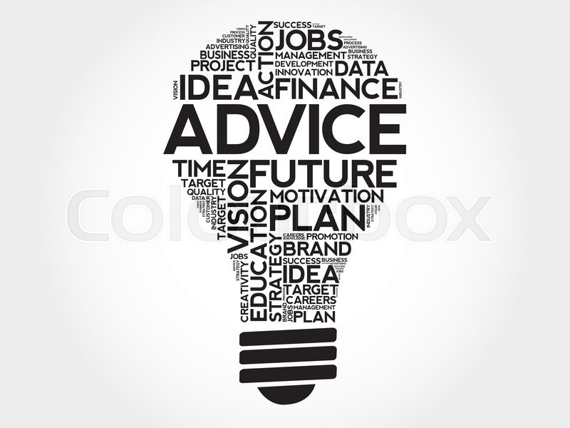 ADVICE bulb word cloud, business ... | Stock vector | Colourbox