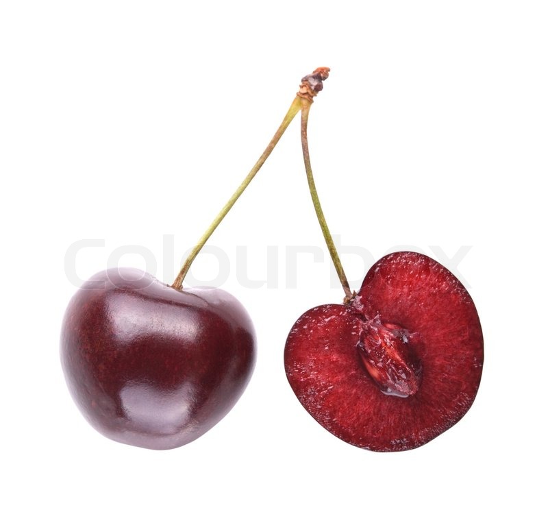 Fresh cherry fruits closeup isolated on ... | Stock image | Colourbox