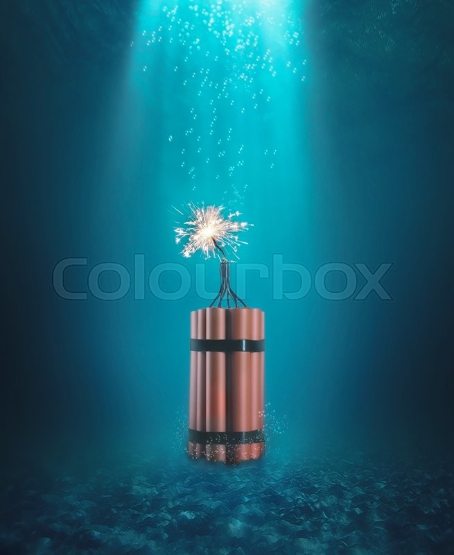 Dangerous dynamite under water in the ... | Stock image | Colourbox