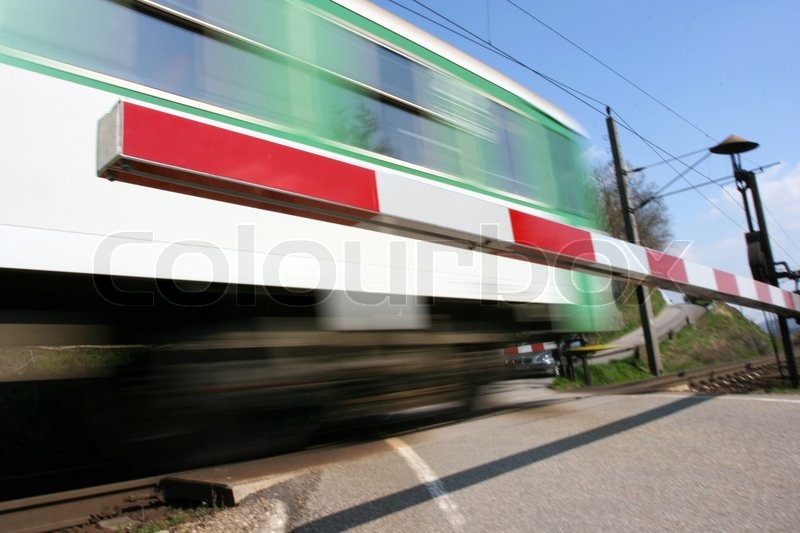 High speed train passing a railway ... | Stock image | Colourbox