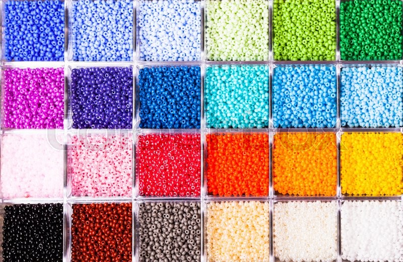 Palette of colors beads in the plastic ... | Stock image | Colourbox