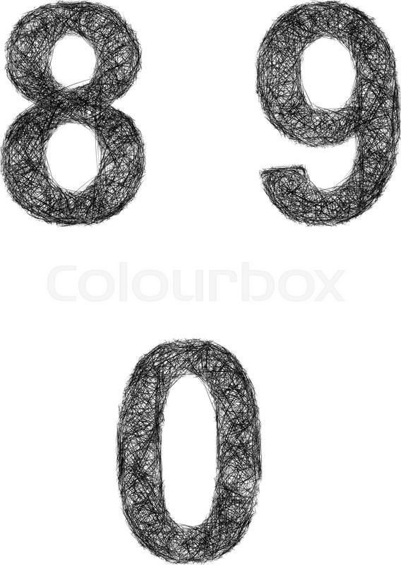 Line art font design set - numbers 8, ... | Stock vector | Colourbox