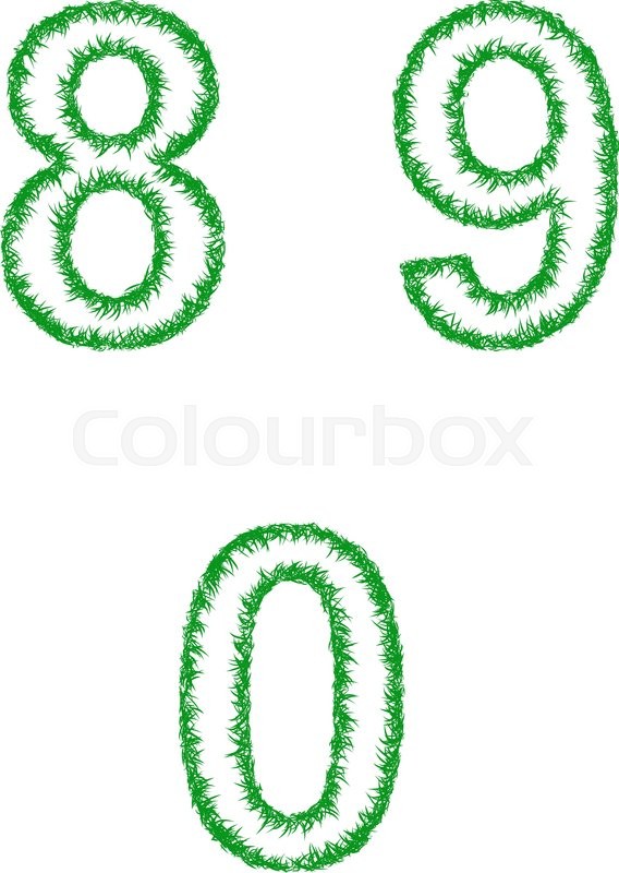 Line art font design set - numbers 8, ... | Stock vector | Colourbox