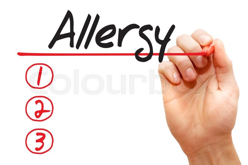 Hand writing Allergy List with red ... | Stock image | Colourbox