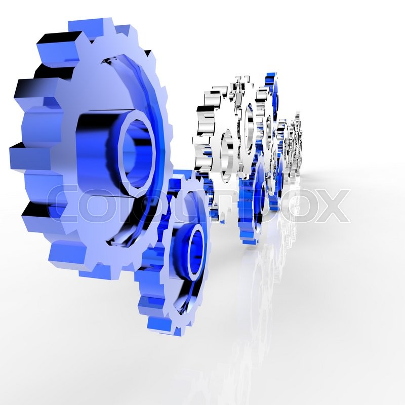 Businessmanwalking along with 3d cog ... | Stock image | Colourbox