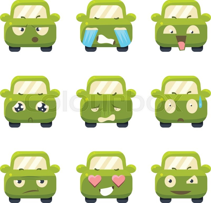 Cute Cars with Emoticons. Vector ... | Stock vector | Colourbox