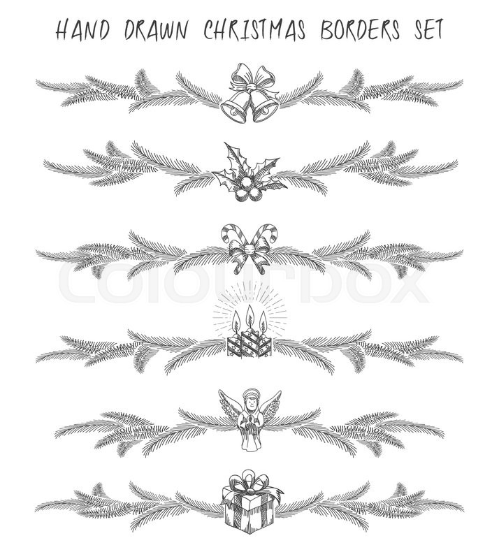 Set of hand drawn Christmas borders or ... | Stock vector | Colourbox