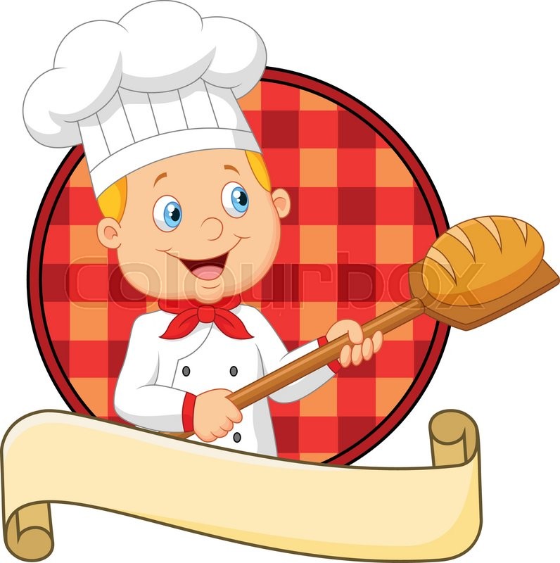 Vector illustration of Little chef is cooking bread | Stock Vector ...