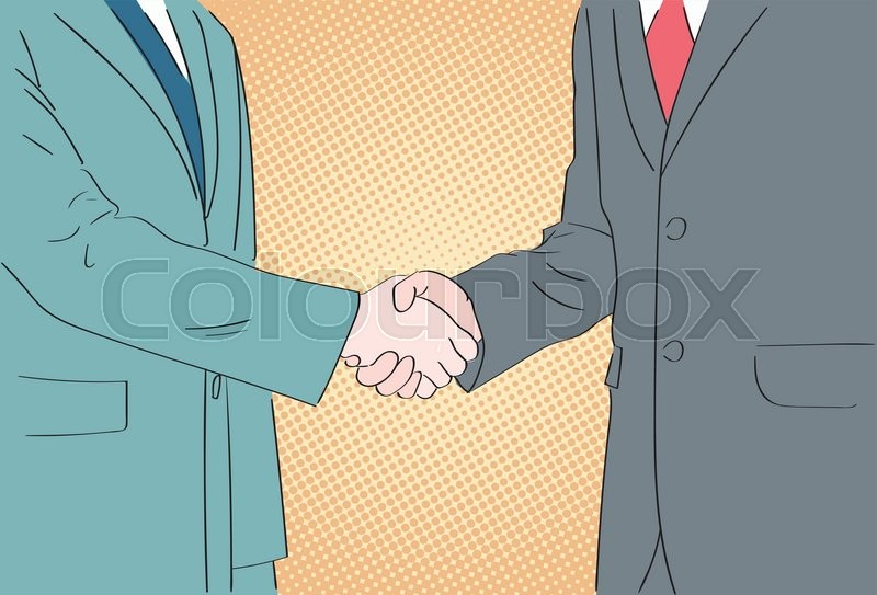 Handshake Business People Pop Art Hands Shake Retro Vector Illustration ...