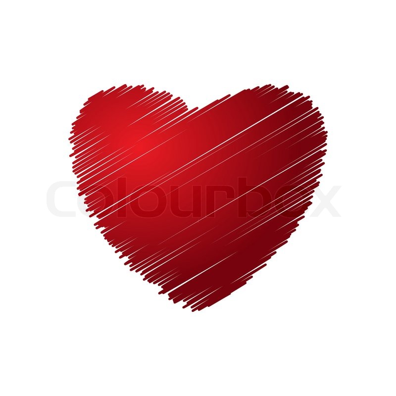 Red tegning hjerte, vektor illustration | stock vektor | Colourbox
