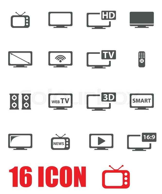 Vector grey tv icon set. TV Icon ... | Stock vector | Colourbox