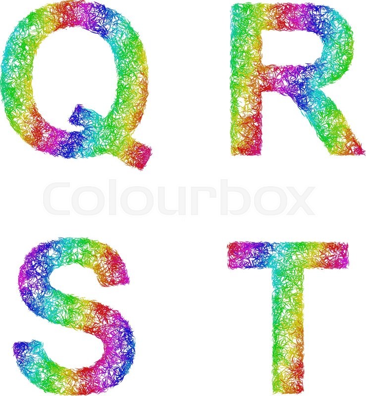 Rainbow sketch font design set - ... | Stock vector | Colourbox