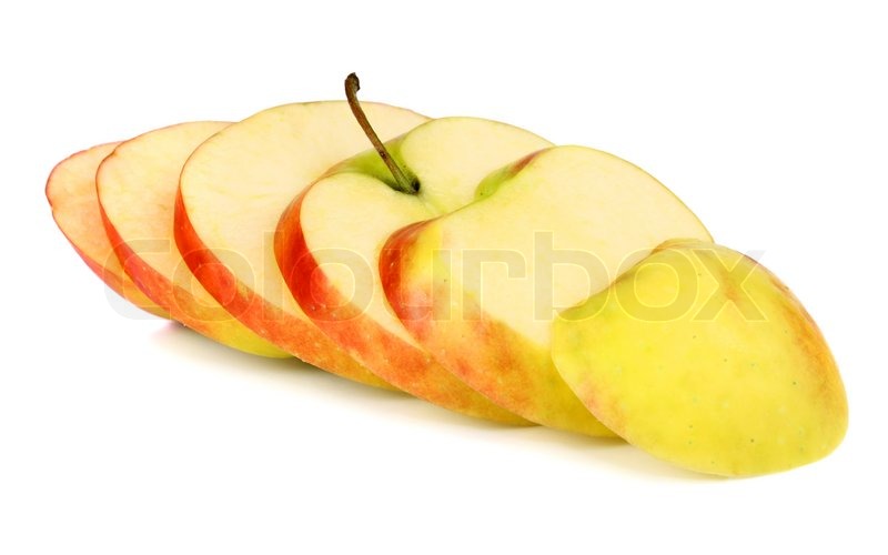Schneiden Apfel auf weißem Hintergrund | Stock Bild | Colourbox