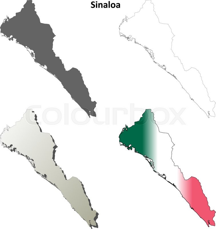 Sinaloa state blank vector outline map ... | Stock vector | Colourbox