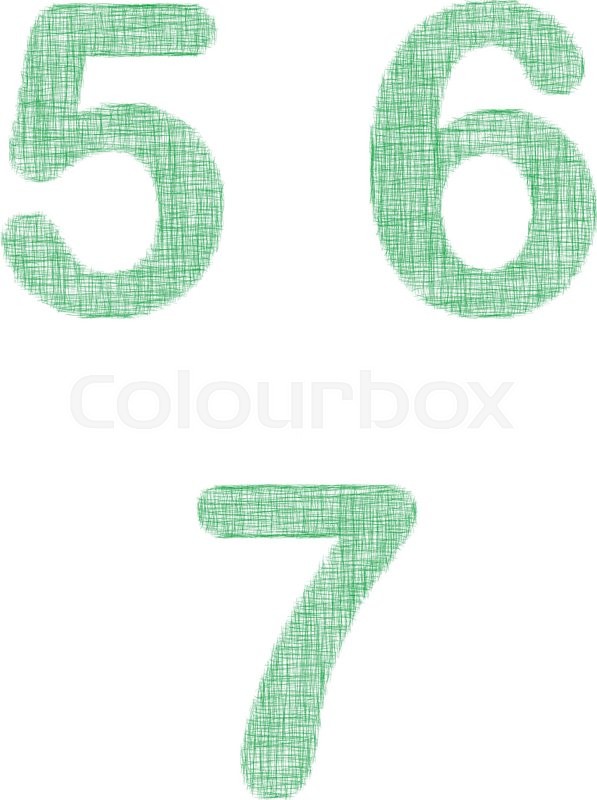 Green fabric font design set - numbers ... | Stock vector | Colourbox
