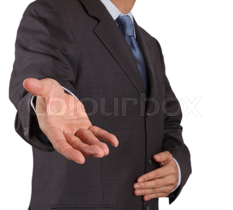 Business Man With An Open Hand Ready To Stock Image Colourbox