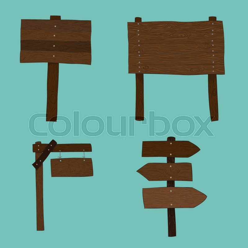 Wooden boards label set vector ... | Stock vector | Colourbox