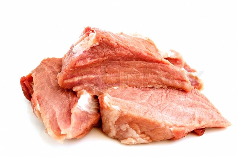Raw meat of a pig on a white background | Stock image | Colourbox