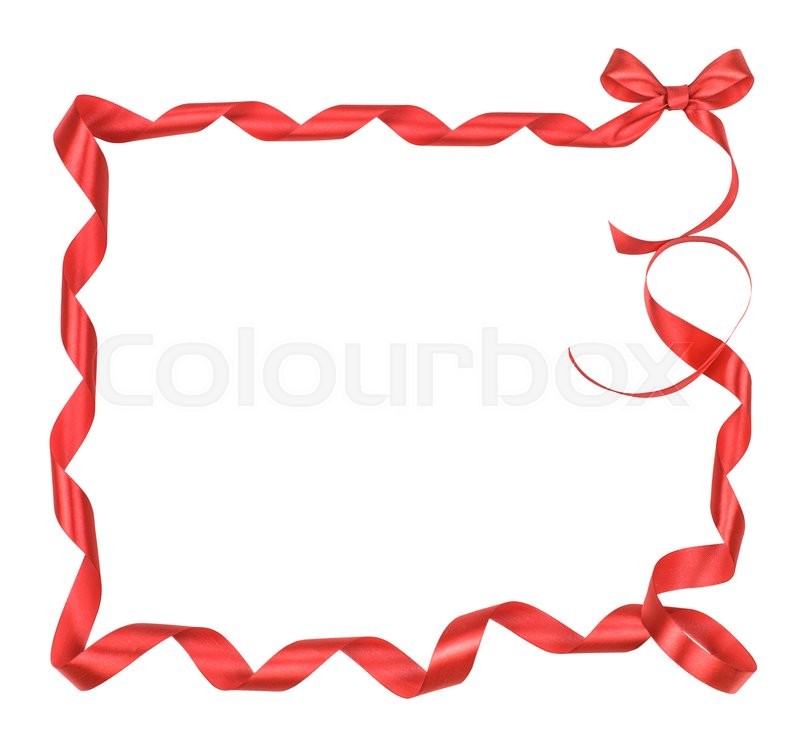 Frame from red ribbon with a satin bow ... | Stock image | Colourbox