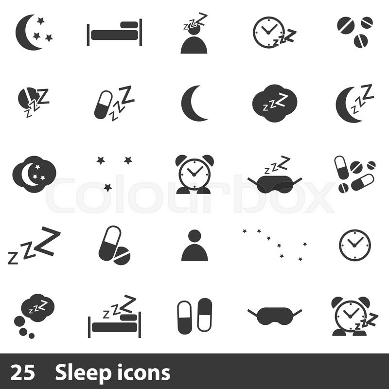 25 sleep icons set. Simple black icons ... | Stock vector | Colourbox