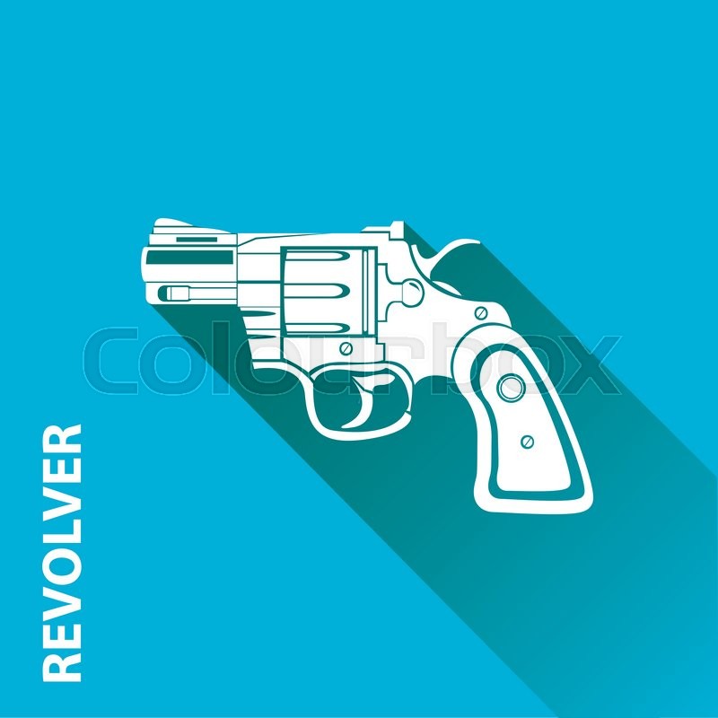 Vector vintage pistol gun icon on blue ... | Stock vector | Colourbox