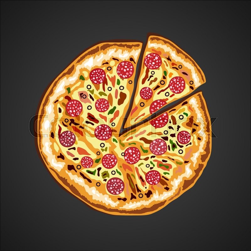 Pizza on a black background | Stock vector | Colourbox
