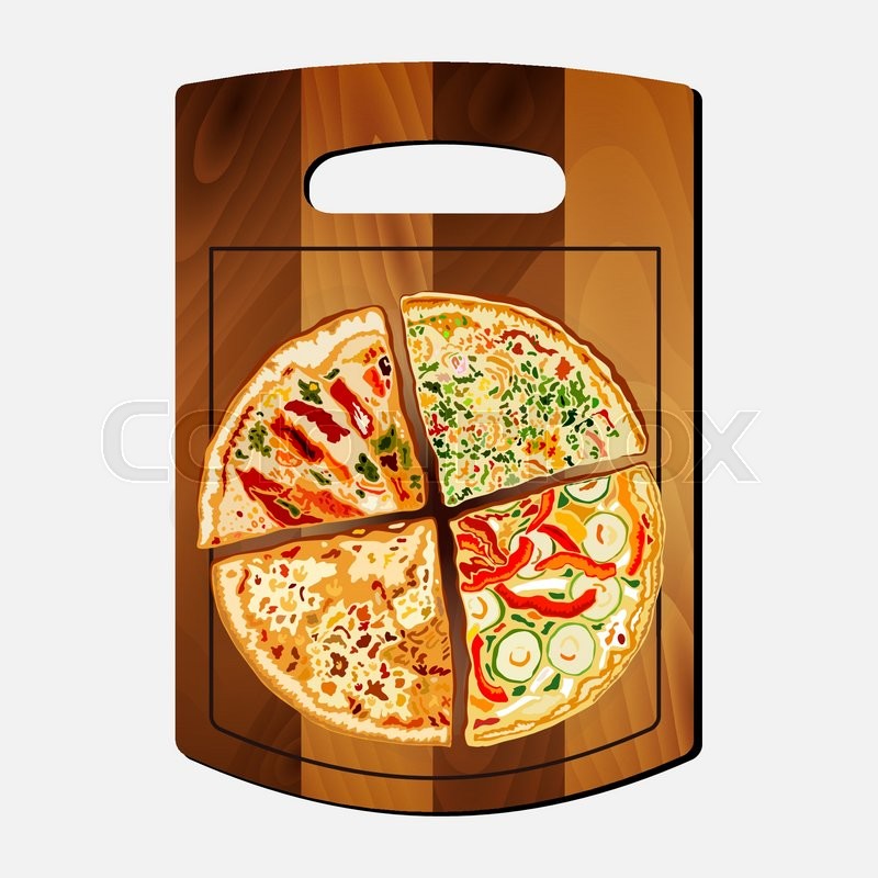 Slices of pizza on the board on a ... | Stock vector | Colourbox
