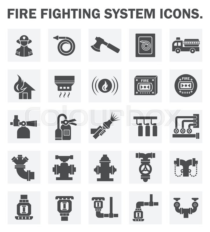 Firefighting system icons sets. | Stock vector | Colourbox