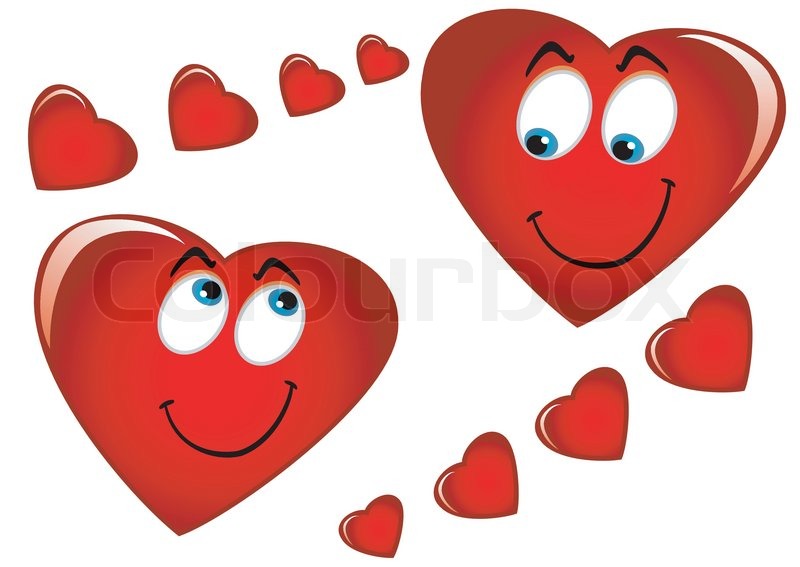 2 kærlige hjerter mellem små hjerter på en hvid baggrund | stock vektor ...