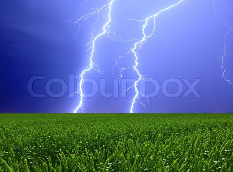 Thunderstorm and perfect Lightning over ... | Stock image | Colourbox
