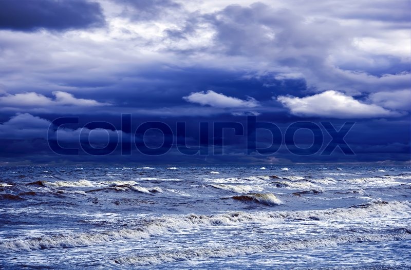 Dark stormy sky over the wave ocean | Stock image | Colourbox