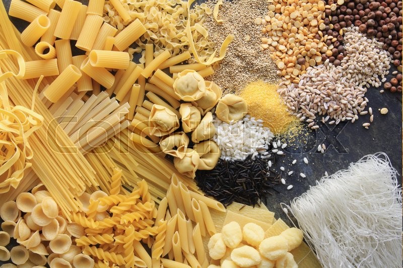 Dried pasta rice seeds grains varieties | Stock image | Colourbox