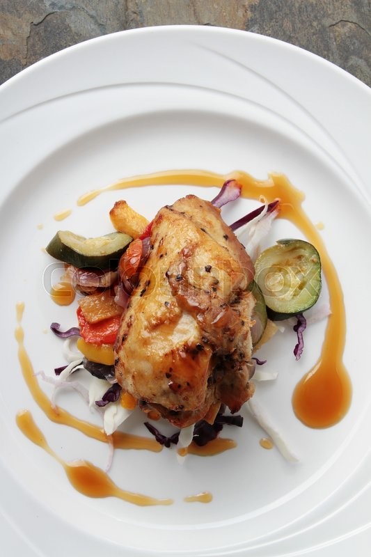 Roast chicken plated meal | Stock image | Colourbox