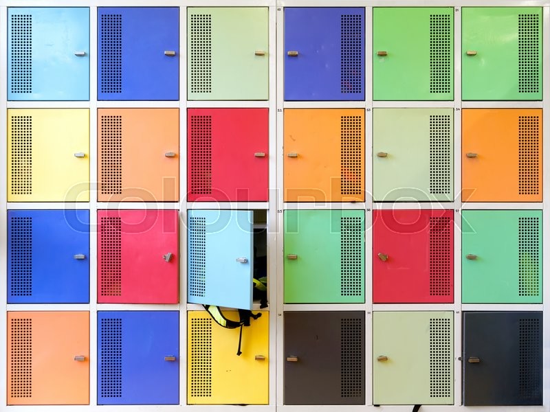 Photo of colorful lockers in a high ... | Stock image | Colourbox