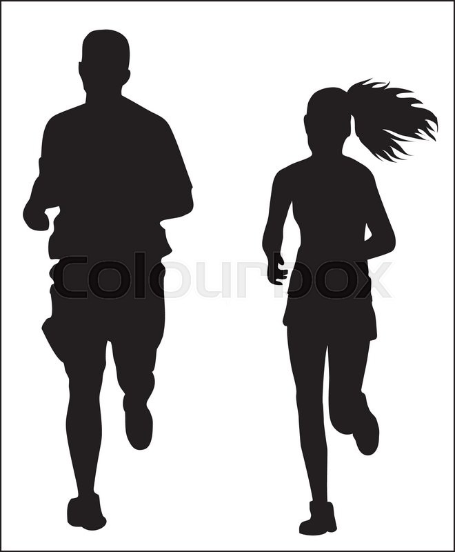 Couple jogging running exercising ... | Stock vector | Colourbox