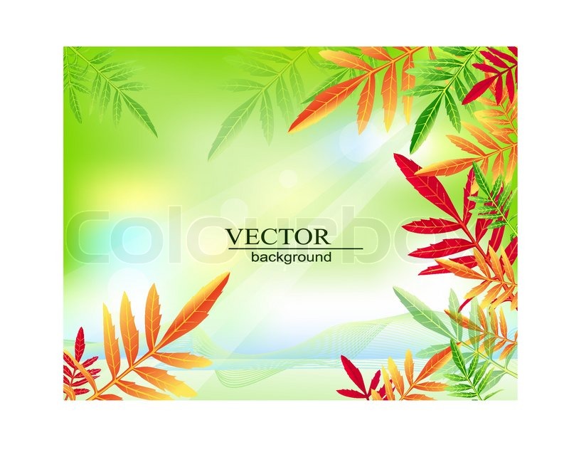 Vector green background with autumn ... | Stock vector | Colourbox