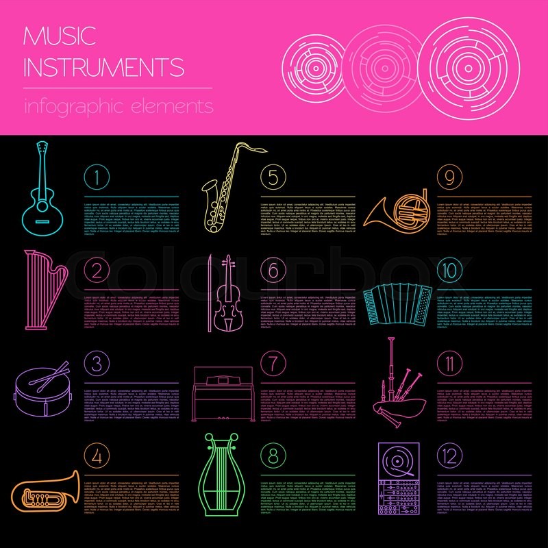 Musical instruments graphic template. ... | Stock vector | Colourbox
