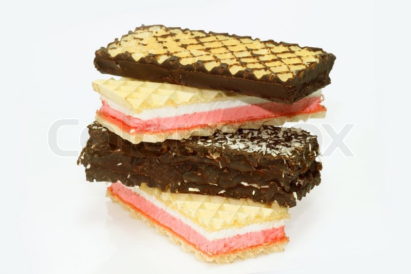 Chocolate covered marshmallow wafers on ... | Stock image | Colourbox