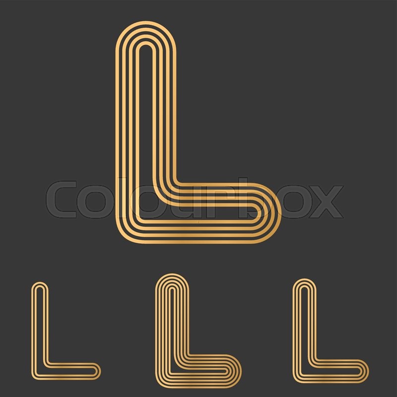Bronze line l letter logo design set | Stock vector | Colourbox