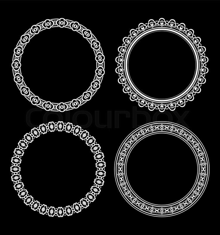 Set of round frames on a black ... | Stock vector | Colourbox