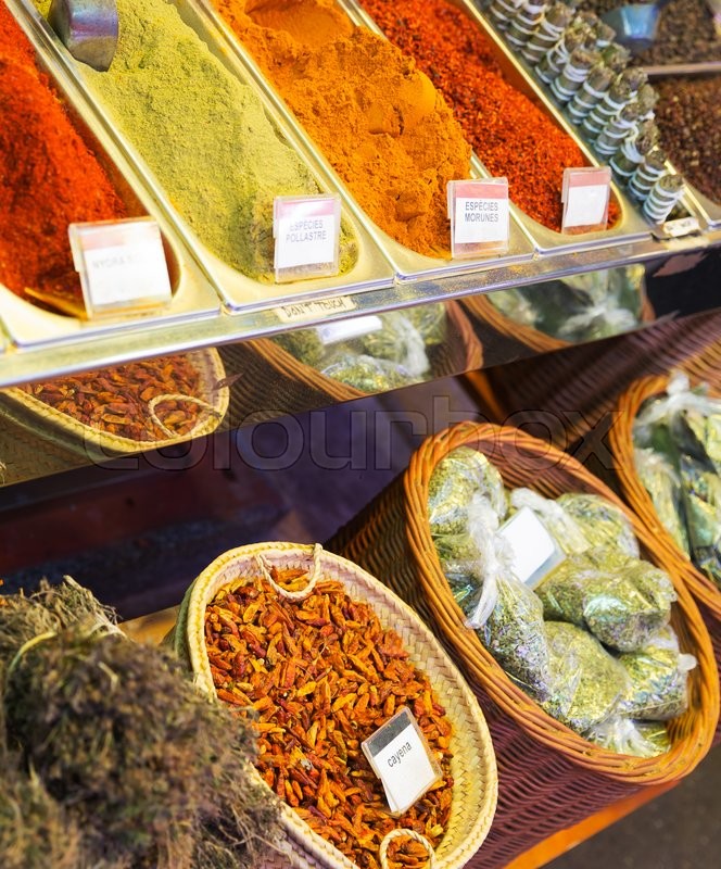 Colorful spices in Spanish local market | Stock image | Colourbox